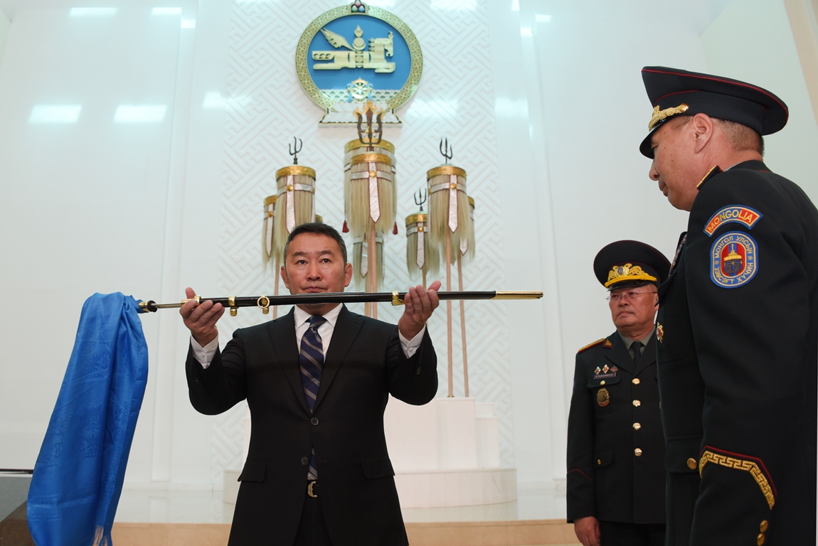 PRESIDENT OF MONGOLIA, AS COMMANDER-IN-CHIEF, DELIVERS SPEECH ON DAY OF ...